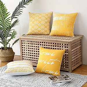 CAROMIO Decorative Throw Pillow Covers Farmhouse Pillowcase, Home Decor Decorative Cushion Covers for Home Bedroom, Living Room, Home Garden Couch Bed Sofa Chair,18x18 Inches Set of 4 Yellow