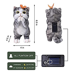 Pohabery Garden Outdoor Decor Cat Statue with Solar Butterfly Light Cat Garden Decor Solar Cat Yard Decor for Patio, Balcony, Yard, Lawn Ornament