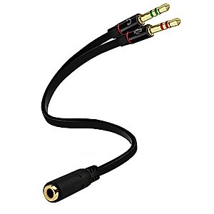 D & K Exclusives Headphone Splitter for Computer 3.5mm Female to 2 Dual 3.5mm Male Headphone Mic Audio Y Splitter Cable Smartphone Headset to PC Adapter