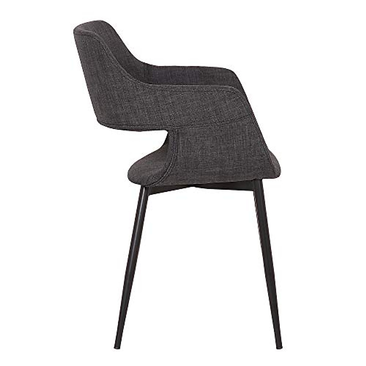Armen Living Ariana Mid-Century Fabric Dining Room Accent Chair, 18" Height, Charcoal