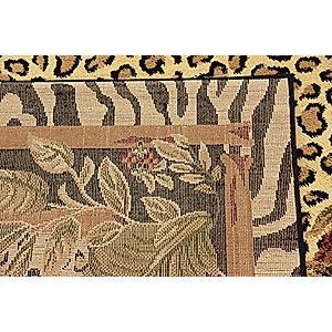 Unique Loom Wildlife Collection Animal Inspired with Cheetah Bordered Design Area Rug, 5 ft x 8 ft, Ivory/Black