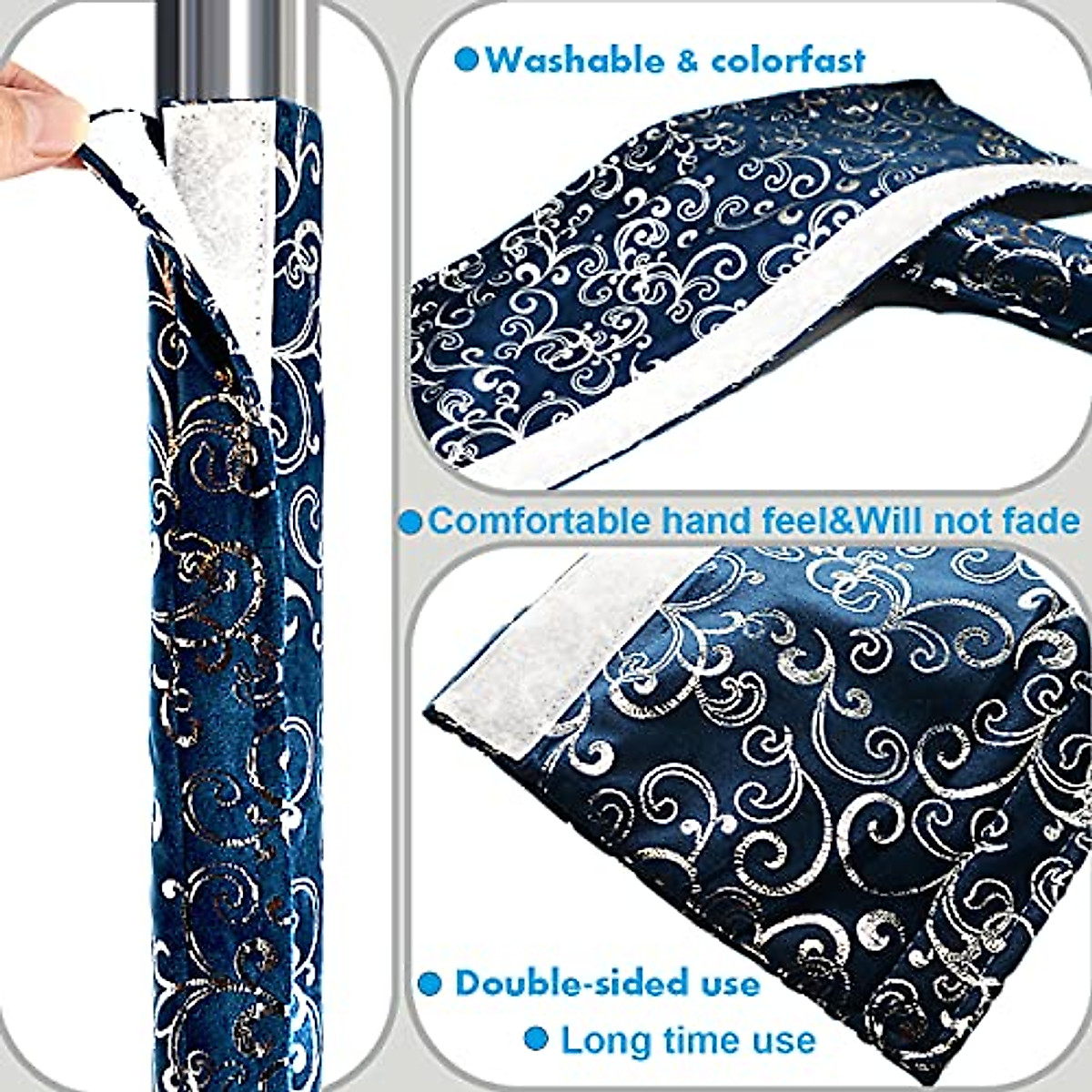 Volecy Refrigerator Door Handle Covers, Set of 6 Washable Cloth Decor Keep Appliance Clean for Fridge Microwave Stove Dishwasher Bathroom Catch All Stains Dust Dirty Fingerprints (Navy Blue Velvet)