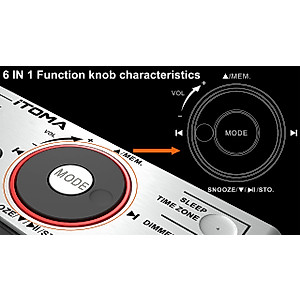 iTOMA Alarm Clock Radio with Bluetooth Speaker, FM Radio, Dual Alarm with Snooze, Large LED Display, Dimmer Control, USB Charging Output and Night Light CKS708