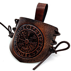 5MoonSun5's Medieval Viking Leather Belt Attachment Genuine Leather Hanger/Holster/Holder for 12" to 16'' Viking Drinking Horn Handcrafted Accessory securely attaching it to your belt, bag,or backpack