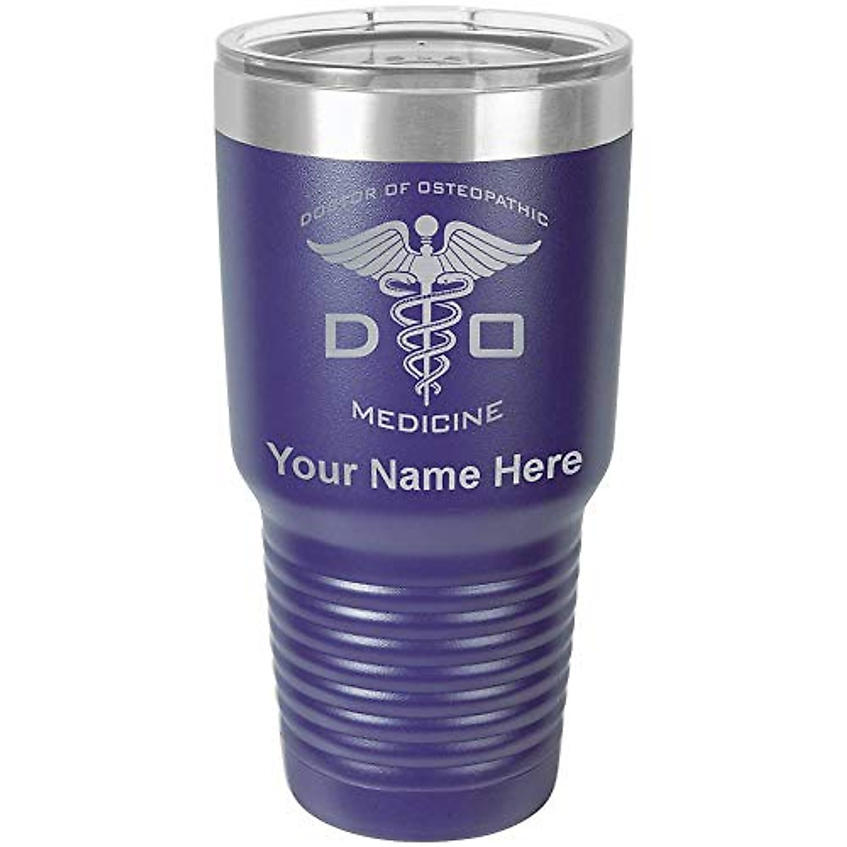 LaserGram 30oz Vacuum Insulated Tumbler Mug, DO Doctor of Osteopathic Medicine, Personalized Engraving Included (Dark Purple)