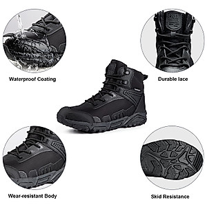 FREE SOLDIER Men's Waterproof Hiking Boots Lightweight Work Boots Military Tactical Boots Durable Combat Boots(Black 9w)