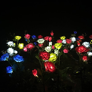 JJGoo Solar Garden Lights, Solar Rose Light for Outside, New Upgraded Outdoor Waterproof Light for Garden Patio Yard Front Porch Decor, White