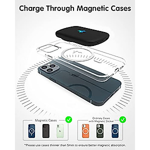 YaNovate Magnetic Power Bank, 5000mAh Magnetic Wireless Power Bank Portable Charger, PD 20W External Battery Pack Compatible with iPhone 12/13 Pro/12 Pro Max/12Mini - Black