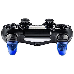 eXtremeRate Clear Blue 2 Pairs L2 R2 Buttons Extention Trigger for PS4 Controller, Game Improvement Adjusters Extenders for PS4 Controller JDM-030