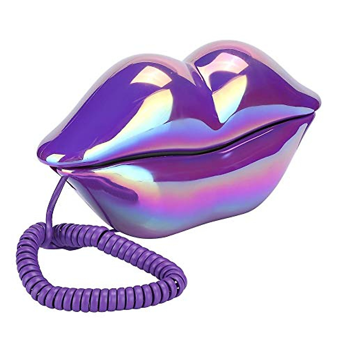 Lips Design Landline Telephone, Clear Sound Support Number Storage Electroplate Desktop Wired Phone, Mouth Lip Shape Telephone for Home Hotel Office Decor, Novelty Gift