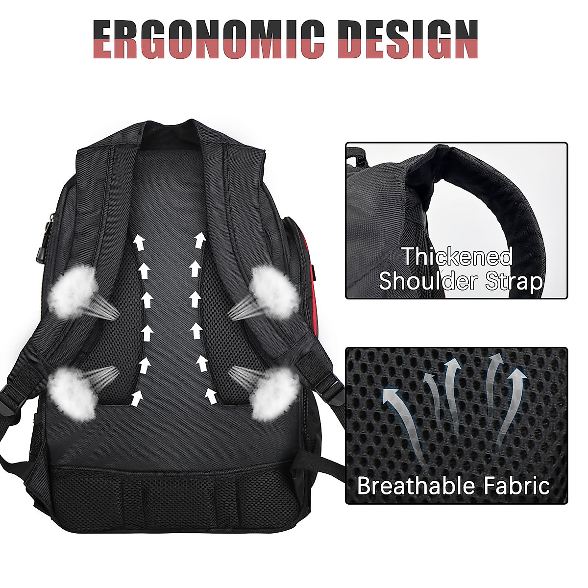 WOLT Professional Equestrian Backpack with Helmet Holder for Horse Riding, One Bag wih Multiple Compartments Carry All Accessories (NOT included), One Size Black+Red