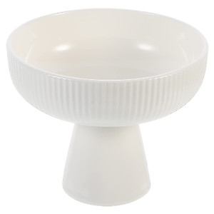Yardwe Ceramic Footed Bowl Decorative Fruit Holder Dessert Display Stand for Kitchen Counter Centerpiece Table (4.7 Inches in Diameter, White)