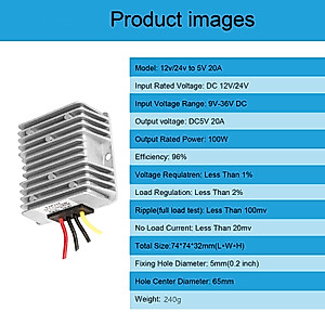 DC Voltage Regulator Buck Converter DC 12V 24V Step-Down to 5V 20A 100W Reducer stabilized Power Supply Converter Waterproof Module Transformer
