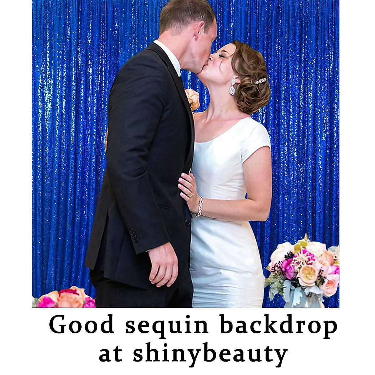 ShinyBeauty Royal Blue Sequin Backdrop Curtain 2 Panels 4FTx10FT Glitter Backdrop Set Sequin Backdrop for Baby Shower N0312