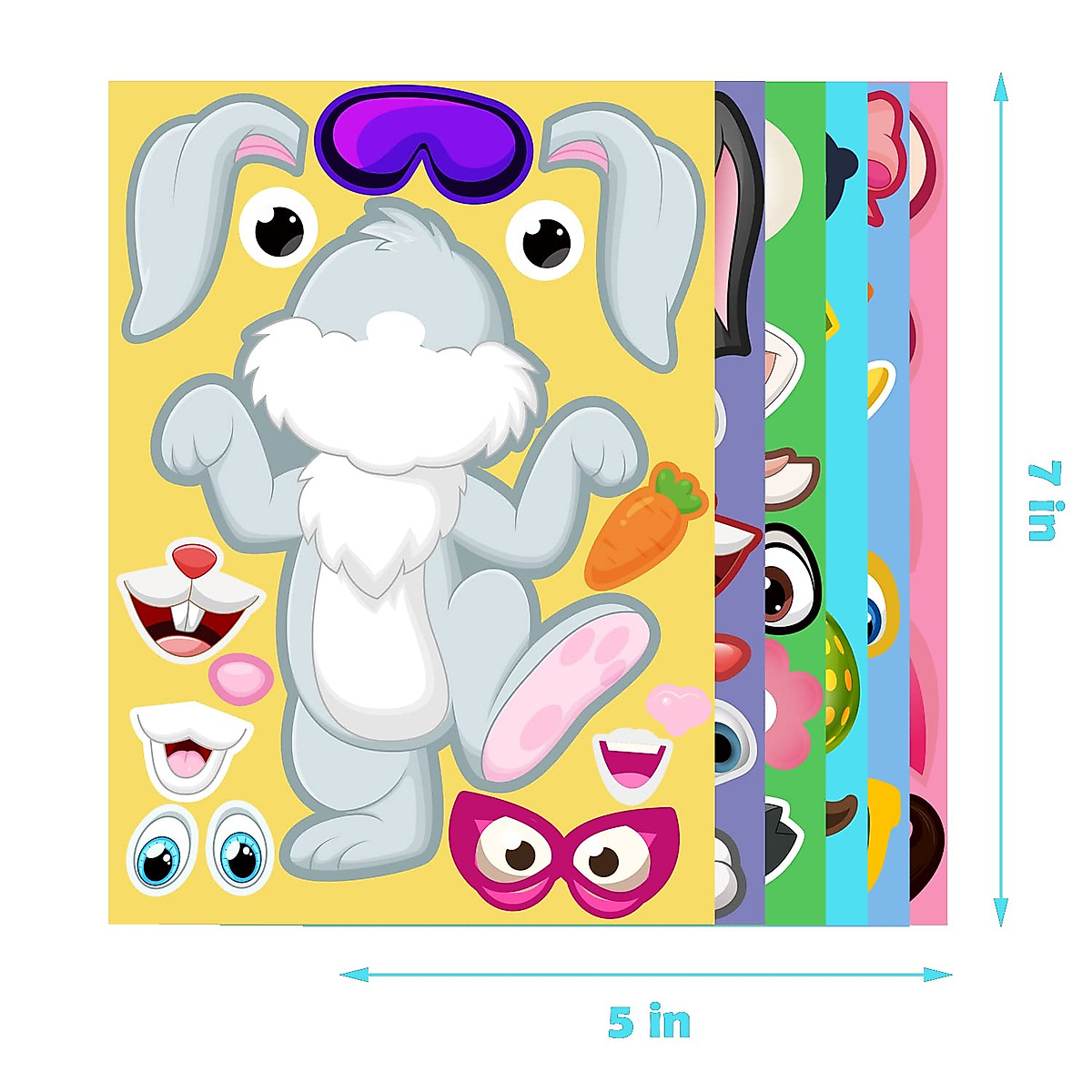 ROCWOHO 36 PCS Mix and Match Make Your Own Stickers with Easter Egg, Bunny, Chicken, Sheep, Easter Decorations Party Favor Supplies Game Birthday School Classroom Supplies DIY Art Crafts for Kids