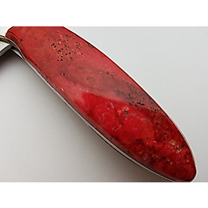 Santa Fe Stoneworks Red Coral Handle Pocketknife on Leek Blade