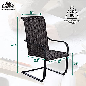 SUNSHINE VALLEY Patio C Spring Dining Chairs Set of 2, Outdoor Wicker Dining Chairs with High Back Design Outdoor Rattan Chairs for Garden, Lawn, Backyard, Porch, Deck.