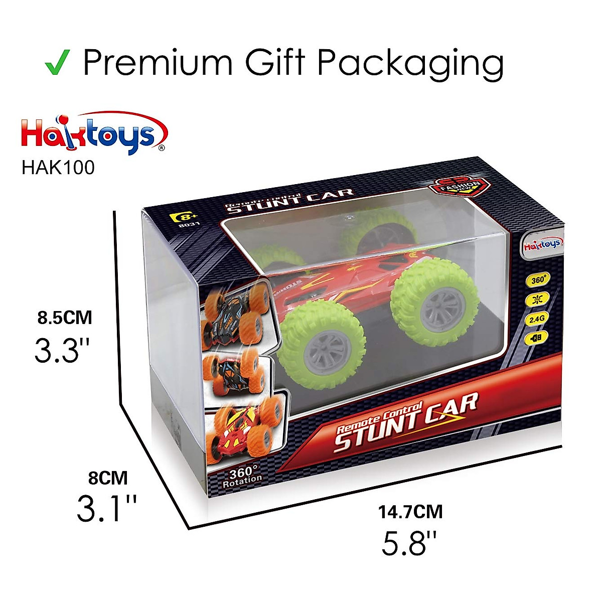 Haktoys Mini Remote Control Stunt Car for Kids, Rechargeable Mini Remote Control Double Sided Toy Car, Super Fast All Terrain AWD Vehicle