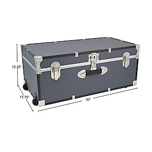 30" Trunk with Wheels & Lock, Wood Storage Container for Adults, Multiple Colors (Color : Gray)