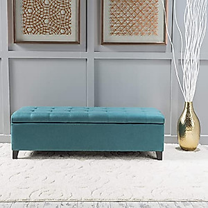 Christopher Knight Home Mission Fabric Storage Ottoman, Dark Teal Dimensions: 19.25”D x 50.75”W x 16.25”H