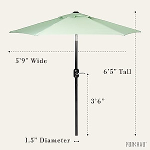 6 Ft Outdoor Patio Umbrella with Aluminum Pole, Easy Open/Close Crank and Push Button Tilt Adjustment - Sage Green Market Umbrellas