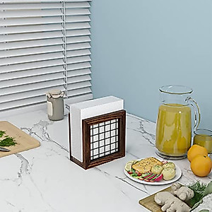 Napkin Holder for Table,Dorhors Farmhouse Napkin Holder,Wooden Napkin Holders for kitchen Counter,Dining Table(Rustic Brown)