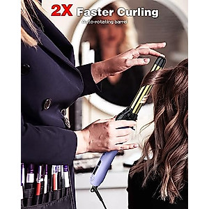 Rotating Curling Iron, Professional 1 Inch Automatic Hair Curler Titanium Auto Hair Curling Iron Self Curling Wand with Long Barrel, 5 Adjustable Temps, 1H Auto Off, Dual Voltage & Anti-Scald