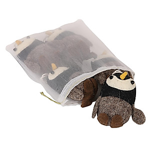 NOVICA Artisan Handmade Wool Felt Ornaments Penguin Set of 5 Black White Brown India Holiday Decor Animal Themed Christmas [3.5in H x 2.8in W x 1.6in D] ' Penguin Charm' Set of 5