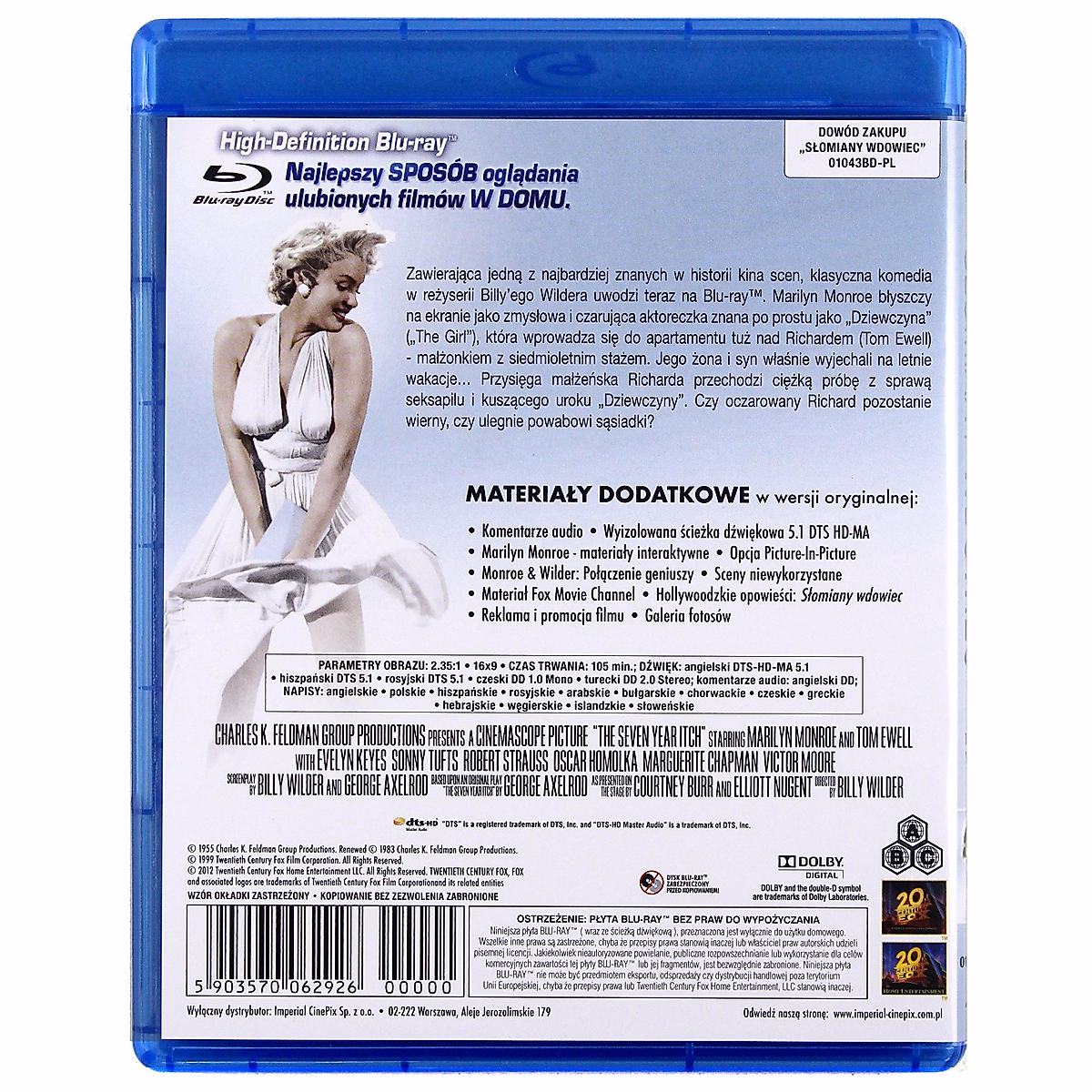 The Seven Year Itch [Blu-Ray] [Region Free] (English audio. English subtitles)