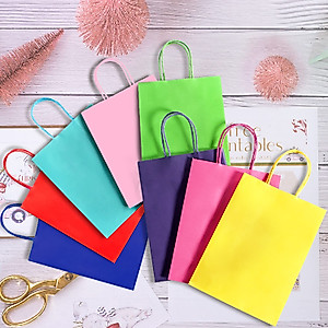 48 Pieces Gift Bags with 48 Tissue Papers, 8 Colors Gift Paper Bags with Handle for Party Supplies, Treat Favor, Birthday Party, Wedding, Gifts and Celebrations Assorted Colors (Rainbow)