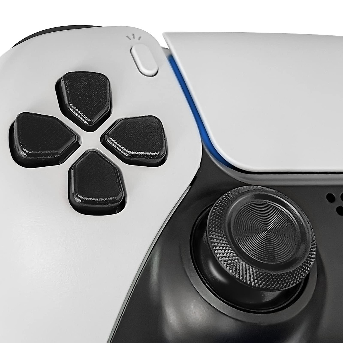 Metal Thumbsticks D-pads ABXY Buttons Repair Kits for PS5 Controller - Replacement Aluminum Action buttons & Analog Joystick & Directional Pads for PlayStation 5 Controller (Black)