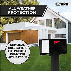 Ilyapa Tab Design Mailbox, Black & White Powder Coated Steel Heavy Duty Curbside Welded Mailbox, All Weather Durable & Corrosion Resistant, Stainless Steel Hinges and Magnetic Door
