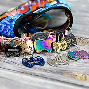 Personalized Dog Tag with 5 Lines of Custom Deep Engraved Durable Stainless Steel Pet ID Name Tag Designer Small Size Bow Tie