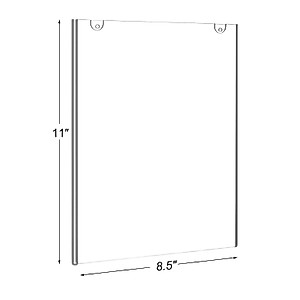 Acrylic Sign Holder 8.5" X 11" - Wall Mount Acrylic Frames for Picture, Poster and Flyer - Clear Plastic Sign Holder with 3M Tape Adhesive, Suction Cups and Screws, Pack of 6 Thick Poster Holder