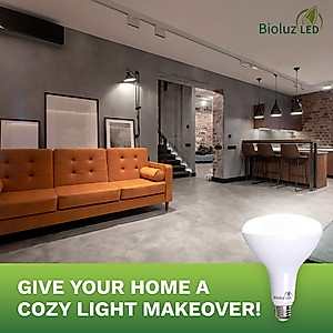 Bioluz LED 4 Pack Brightest BR40 LED Bulbs 90 CRI INSTANT ON Warm White 2700K 16W = 120W Replacement Bulb 1400 Lumen Indoor/Outdoor Smooth Dimmable Lamp UL Listed Title 20 Compliant