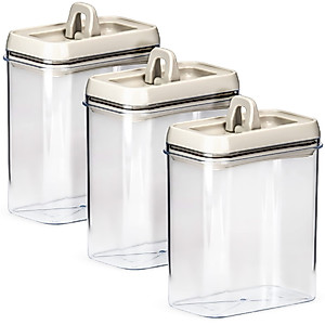 DecorRack 4 Airtight Food Storage Containers, Clear BPA-Free Containers with Easy Lock Lids for Cereal, Pasta, and Pantry Storage, 1.9 qt (Ivory)