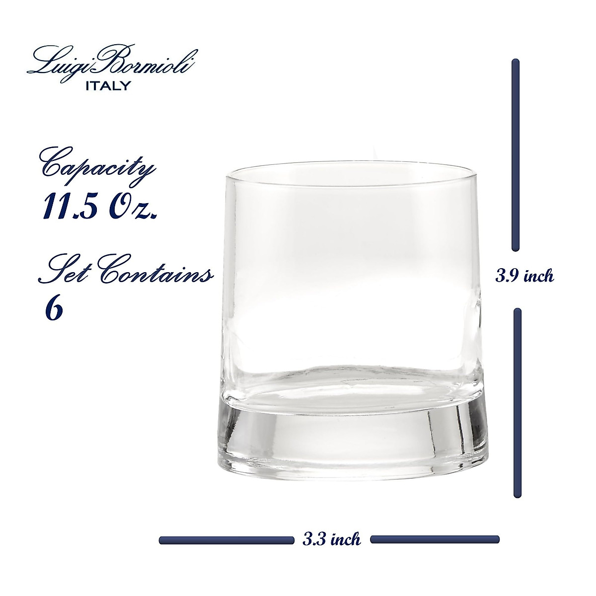 Luigi Bormioli, us kitchen, LUIG9 Veronese 11.5 oz Double Old Fashioned Glasses, 6 Count (Pack of 1), Clear