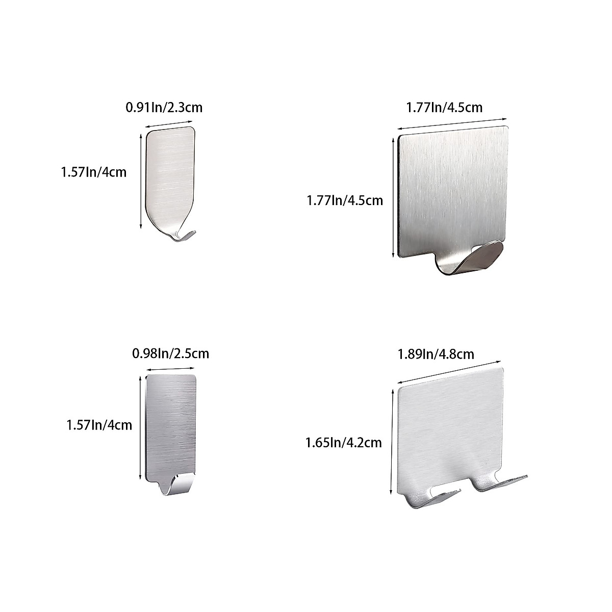 24 Pcs Heavy Duty Adhesive Hooks, Wall Adhesive Hooks, Stainless Steel Hooks for Home, Bathroom, Kitchen, Office, Living Room