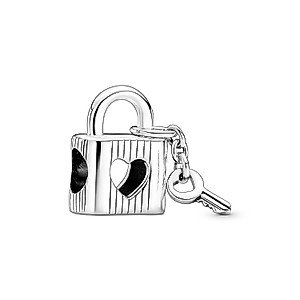 Pandora Padlock & Heart Key Charm Bracelet Charm Moments Bracelets - Stunning Women's Jewelry - Gift for Women in Your Life - Made with Sterling Silver & Enamel