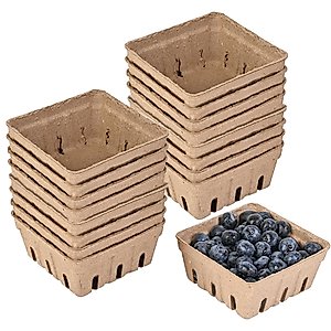 Tamnjvrr 30 Pack Natural Pulp Fiber Berry Basket, Small Molded Produce Vented Basket Kitchen Supplies for Strawberry Blueberry Raspberry Vegetable Produce Vented Container Farmer Market Grocery