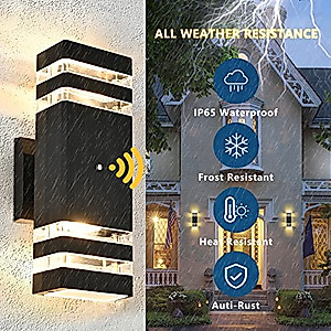 Totexil Dusk to Dawn Sensor Outdoor Wall Light, 2 Pack Waterproof Wall Sconce, Black Exterior Up and Down Light Fixtures for Porch Patio Hallway Corridor Garage