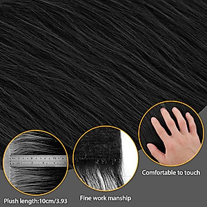 Lusofie Faux Fur Fabric Black Fur Fabric 20×20 Inches Plush Black Faux Fur Fabric Square Patch for Crafts Gnomes Costume Camera Floor Decoration Mats