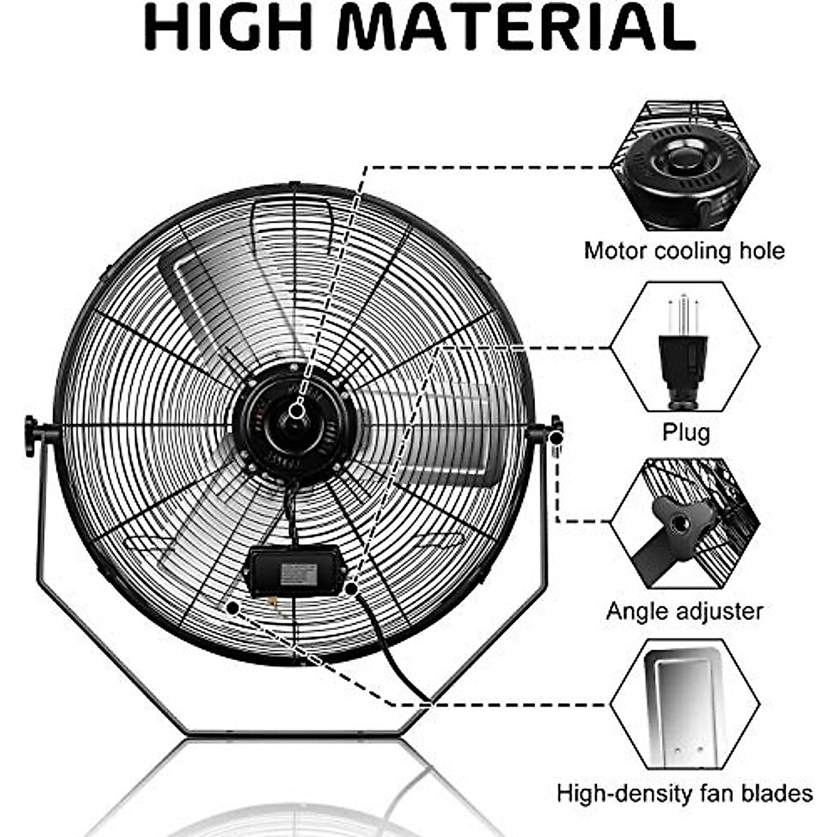 Simple Deluxe 24 Inch Industrial Wall Mount Fan, 3 Speed Commercial Ventilation Metal Fan for Warehouse, Greenhouse, Workshop, Patio, Factory and Basement - High Velocity, black