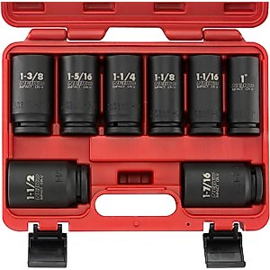 NEIKO 02461A 3/4 Inch Drive Impact Socket Set, SAE 1” to 1-1/2”, 8 PC, Deep/Jumbo Sockets, Chrome Vanadium Cr-V