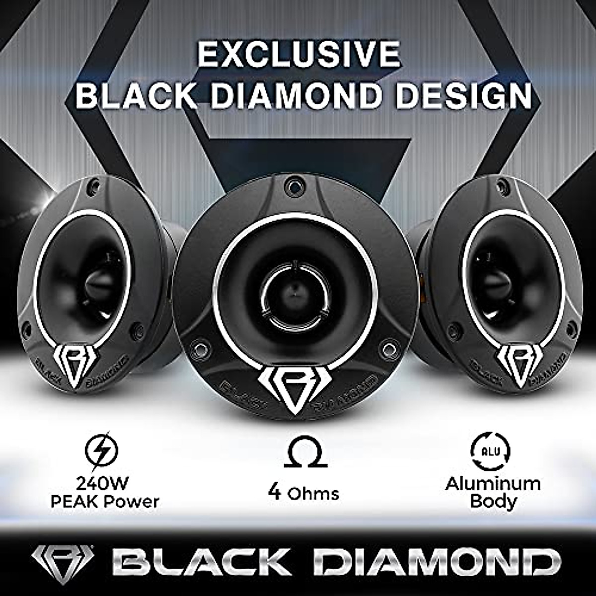 BLACK DIAMOND Dia-T1 1" Super Bullet Tweeter 240 Watts 4-Ohm Ohms Built in Crossover (2 Speakers)