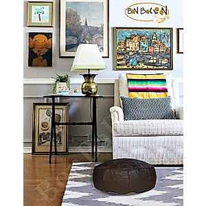 Authentic Ottoman Pouf Pouffe Poufs Footstool Egyptian Moroccan Morocan Handmade Genuine Leather Unstuffed Living Room Decor Floor Cushion Foot Stool Arabian Arabic Style Otoman Ottomans Turkish Poof