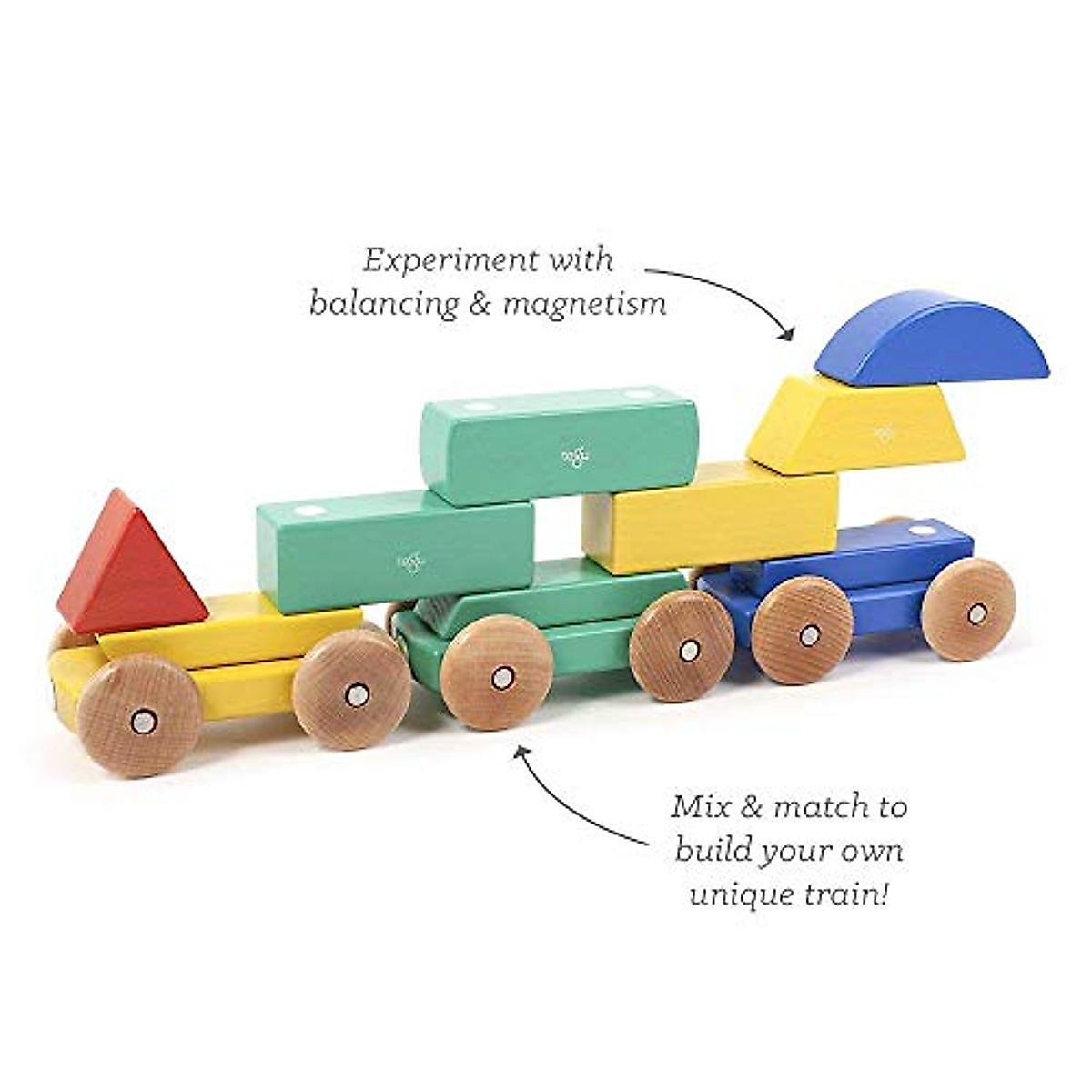9 Piece Tegu Magnetic Shape Train Building Block Set, Rainbow