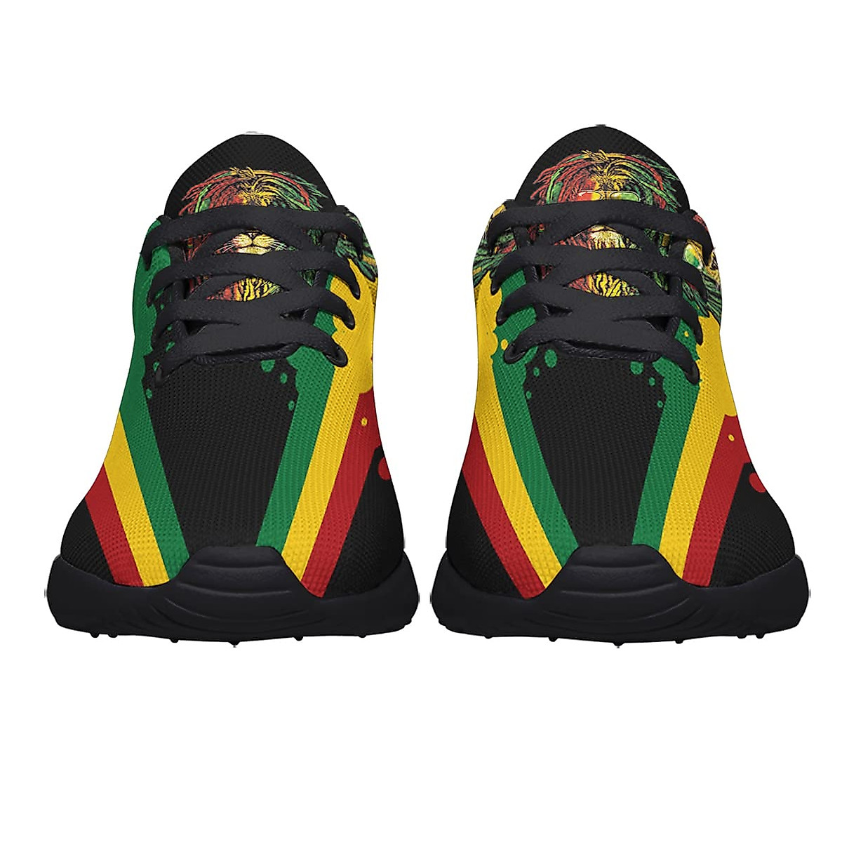 Lion Shoes Men Women Running Sneakers Casual Breathable Walking Tennis Shoes Jamaican Reggae African Gift Black Size 7.5