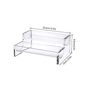 KVMORZE 8.7" Clear Cracker Serving Tray, Transparent Macaron Display Tray, Rectangular Cracker Holder for Serving Trays, Food Display Cracker Serving Tray Stand for Home (U Shape 2-Tier Acrylic)