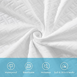 Cozymaker Full Size 100% Waterproof Mattress Protector, Cooling Mattress Cover Fitted 8-21" Deep Pocket, 3D Air Fabric Soft Breathable Bed Mattress Pad Cover Noiseless Washable